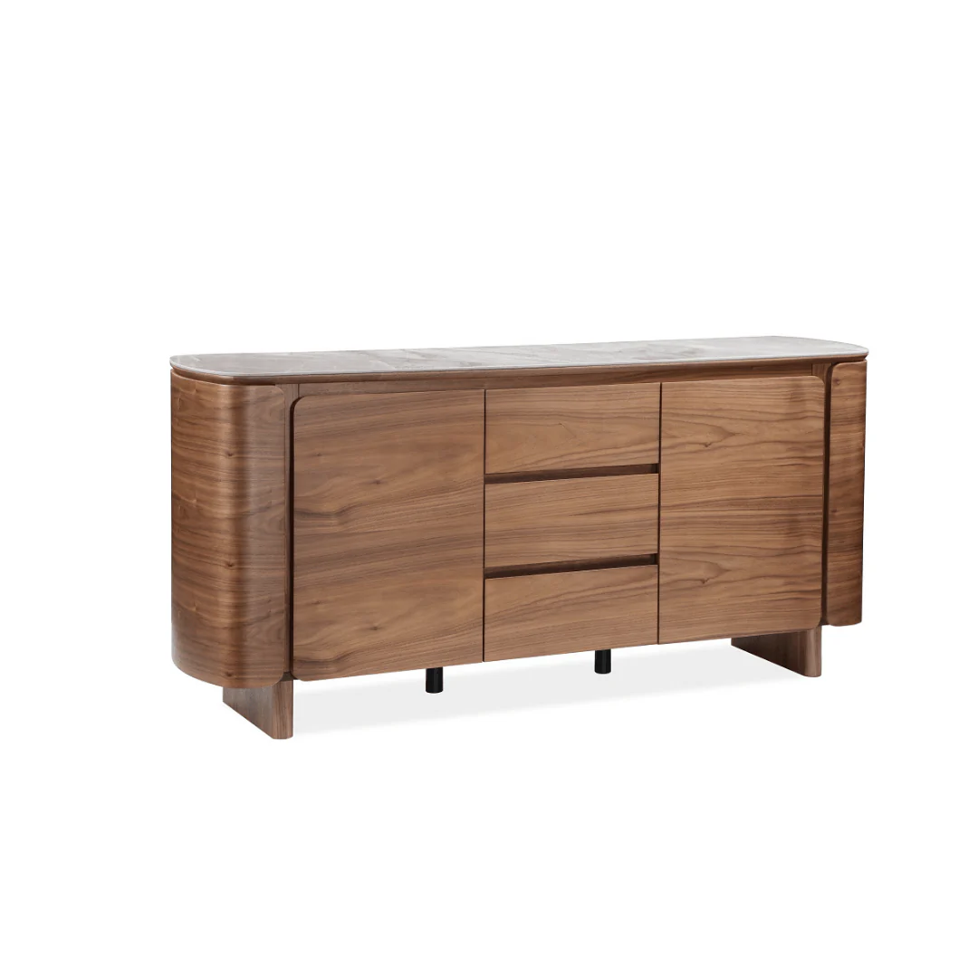 Dublin Sideboard in Grey Ceramic and Walnut Veneer - yuuuj
